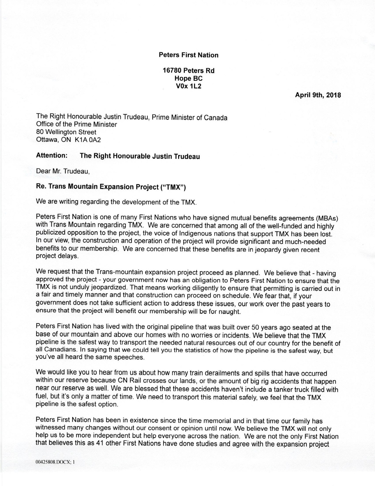 Trans Mountain - Peters First Nation Voices Support for the Project